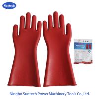 China Straight Cuff Rubber Latex 35KV Insulating Electric Gloves for sale