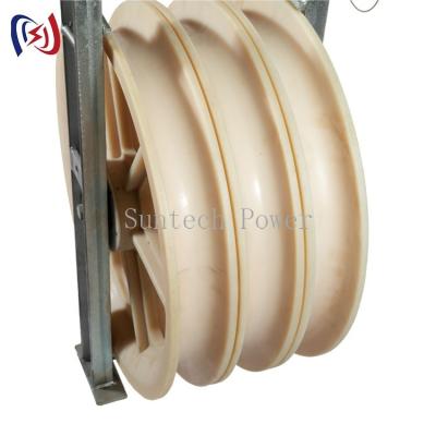 China MC Nylon Wheels Conductor Stringing Pulley Blocks With Galvanized Steel Frame for sale