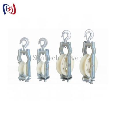 China Angled Cross Arm Mounted Hook Style Conductor Stringing Blocks for sale