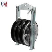 China Transmission Line Neoprene Lined Aluminum Triple Conductor Stringing Block for sale