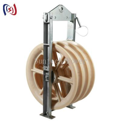 China 660x100mm Galvanized Steel Frame Nylon Sheaves Stringing Conductor Pulley Block for sale