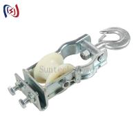 China Single Sheave Cable Pulling Pulley With Hook For Stringing Cable Conductor for sale