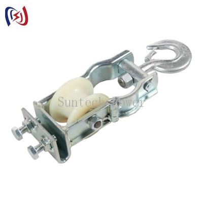 China Single Sheave Cable Pulling Pulley With Hook For Stringing Cable Conductor for sale