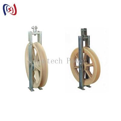 China Professional OPGW Cable Stringing Block with Non-Metallic Liner for Safe 660x110mm Sheave Size and 20-50KN Rated Load Fiber Optic Ground Wire Installation for sale