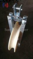 China Professional 20KN Rated Load OPGW Cable Stringing Block with 660X110mm Size and Non-Metallic Liner for Safe Fiber Optic Ground Wire Installation for sale