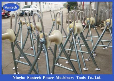 China 10KN Nylon Wheel High Frame Cable Pulley Roller For Power Construction for sale