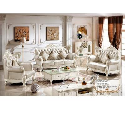 China Classic European Living Room Leather Sofa Set Arab Furniture for sale