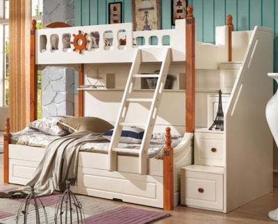 China Mediterranean Style Kids Furniture Wooden Storage Children Bunk Bed for sale