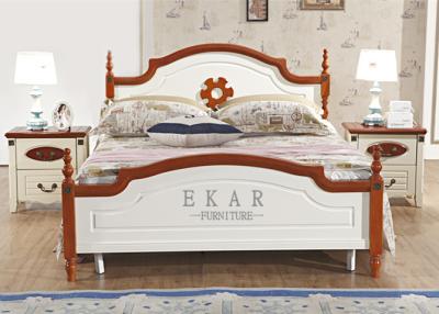 China Latest European Mediterranean Style Bedroom Furniture Ivory Wood Double Bed Designs for sale