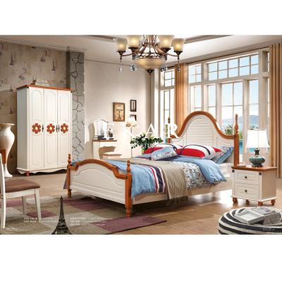 China American Rural Style Wooden Double Bed for sale