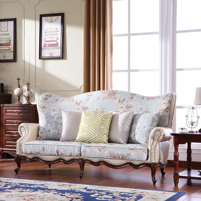 China French pastoral leather sofa European living room sofa set for sale