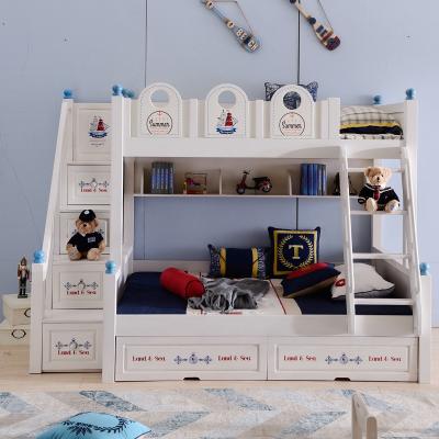 China Double bed with guardrail Double-deck Children Bed for sale