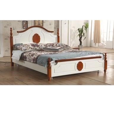 China Countryside Style King Size Double Wooden Bed for sale