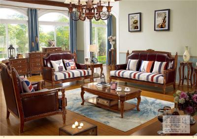 China Antique Wooden Fabric Living Room 6 Seater Sofa Set for sale