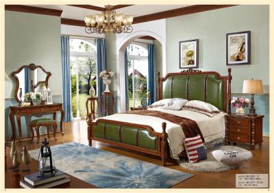 China Bedroom Set King Size Leather Wooden Furniture Bed for sale