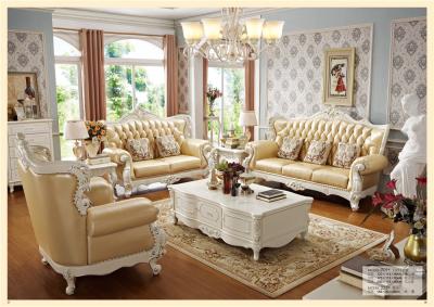 China Living Room Furniture Leather Luxury Wooden Sofa Set for sale