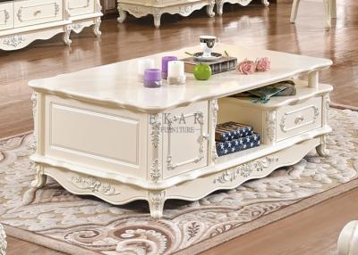 China European Classical Style white Coffee Table With Drawer for sale