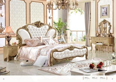 China white leather wood frame headboard bedroom bed for sale