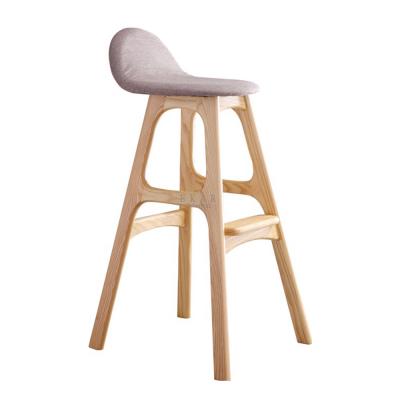 China Ash Wood Fabric Modern High Wooden Bar Chair for sale