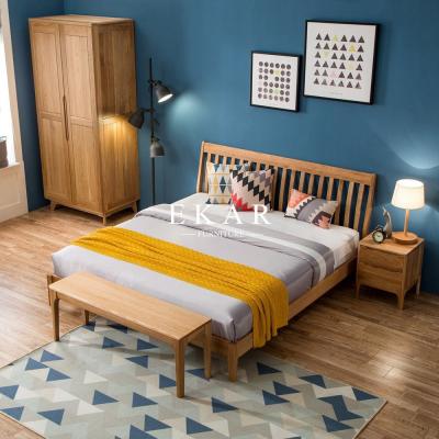 China New Modern Design King Size Solid Wood Wooden Furniture Double Bed for sale