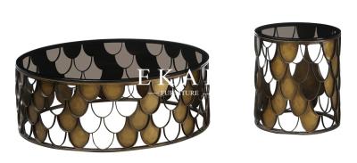 China Home Furniture Round Metal Frame New Style Glass Coffee Table  ZZ-ZC15849 for sale