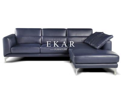 China Italian Replica 2018 New Style Home Furniture Living Room Fancy Blue Genuine Leather Sofa Sets for sale
