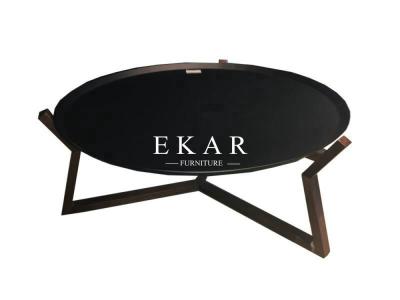 China North American Black Walnut Frame Wood Metal Panel Coffee Table for sale