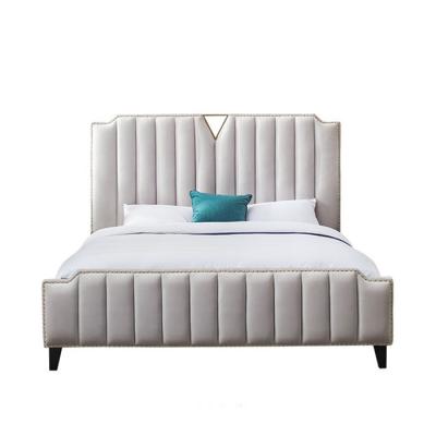 China Upholstered High Back Designer Modern Leather Bed for sale