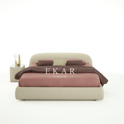 China Linen Fabric Pictures of Wood Double Bed Room Furniture for sale