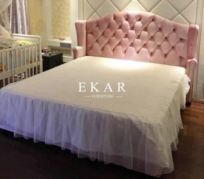 China Pink Headboard Princess Wooden Bed Picture for sale