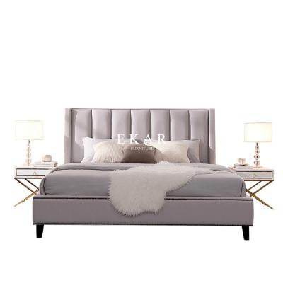 China Comfortable Headboard King Size Mdf Upholstered Bed for sale
