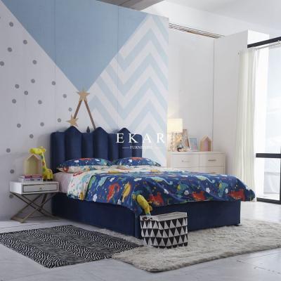 China Modern Fashion Style Boy Bedroom Wooden Latest Design Velvet Bed for sale
