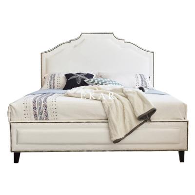 China White Fabric Leather Box Spring Bed with Storage Double Bed Furniture for sale