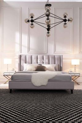 China Comfortable Headboard King Size Mdf Upholstered Bed for sale