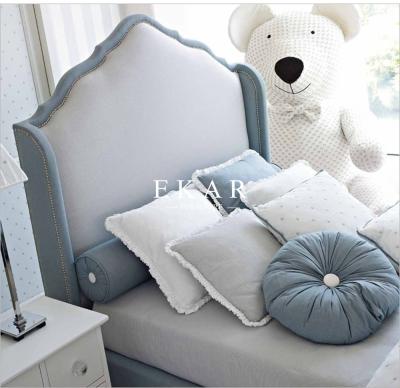 China Bedroom Fabric Headboard Upholster Solid Wood Bed for sale