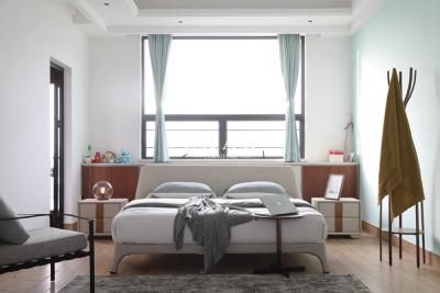 China Italian Design Modern Luxury Designer Furniture Cream White Leather Bed for sale