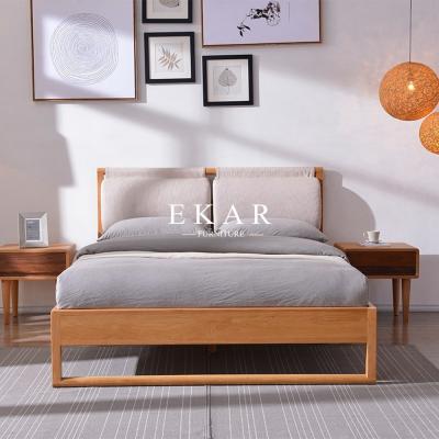 China Nordic Style Solid Wood Bed Oak Bedroom Furniture Modern Bed for sale