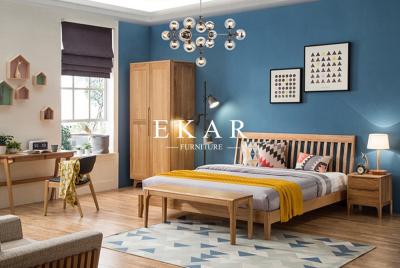 China New Modern Design King Size Solid Wood Wooden Furniture Double Bed for sale