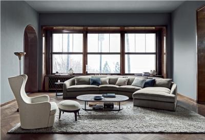 China Spanish Style Latest Home Furniture Living Room Comfortable Fabric Semicircle Curved Sofa Sets for sale