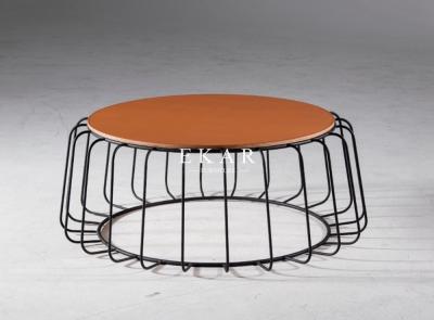 China Living Room Modern Fashion Design Stainless Steel Frame Round Coffee Table for sale