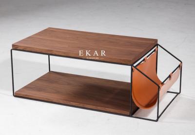 China Stainless Steel Frame Wooden Rectangle Modern Coffee Table for sale