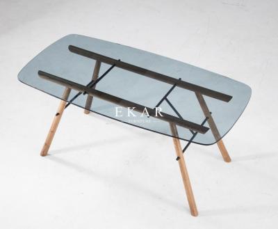 China Simple Design Soild Wooden Legs Glass Top Modern Contemporary Dining Table  DA-TA20 for sale