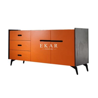 China Marble Top Modern Ash Wood Sideboard Cabinet With Metal Legs for sale