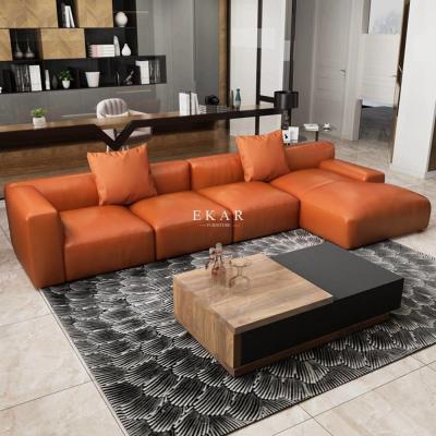 China Nordic New Fashion L Shape Upholstered Living Room Furniture Leather Sofa Set for sale