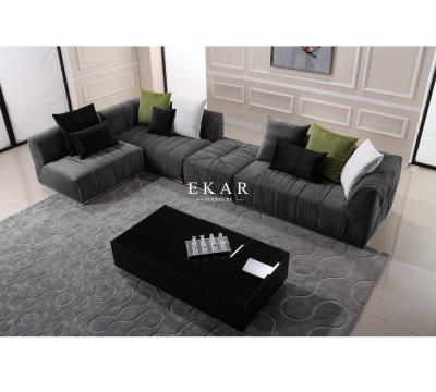 China European Modern Elegant Extra Large Velvet Black Sectional Sofa Furniture for sale