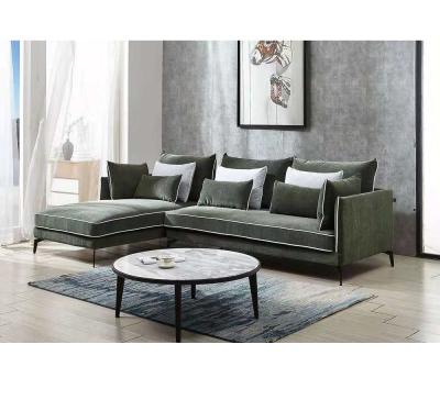 China Home Modern Design Deep Green Fabric Sofa Set Corner Couch for sale