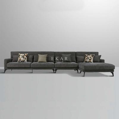 China Sofa Set Wide Seat Furniture Fabric Metal Legs L Shape Sofa AW-1809 for sale