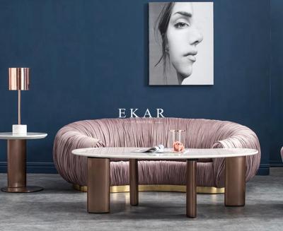 China Unique Living Room Marble Top Stainless Steel Metal Leg Modern Coffee Table for sale