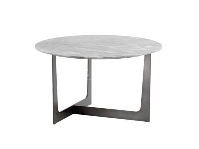 China Modern Round White Marble Top Stainless Steel Frame Coffee Table for sale