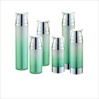 China 15ml 30ml 50ml PMMA Airless Pump Bottles with 36.8mm Diameter and Double-Wall Silver Design for sale